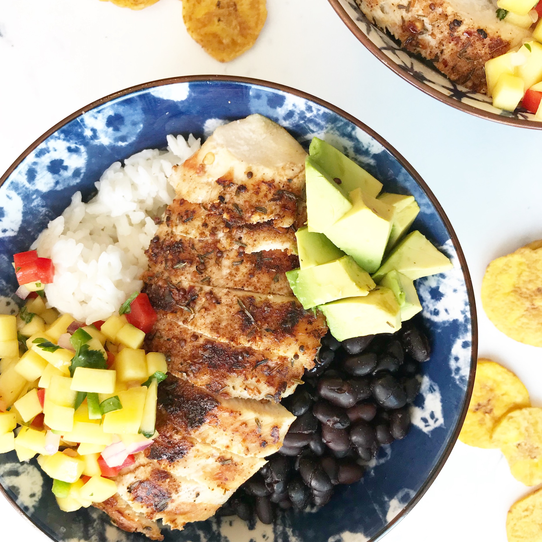 Caribbean Jerk Chicken Bowls With Mango Salsa - More Momma!