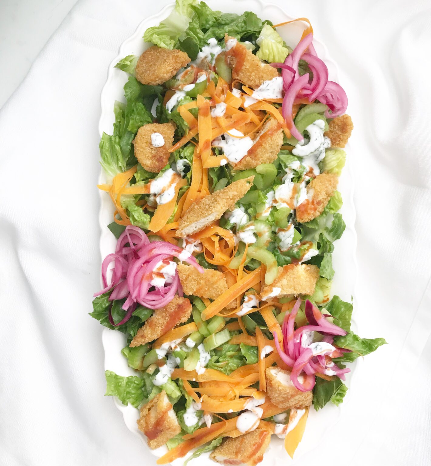 Crispy Buffalo Chicken Salad with Healthy Ranch - More Momma!