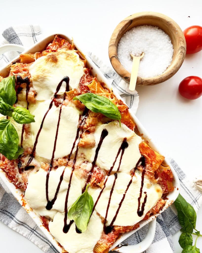 Caprese Baked Pasta With Balsamic Drizzle - More Momma!